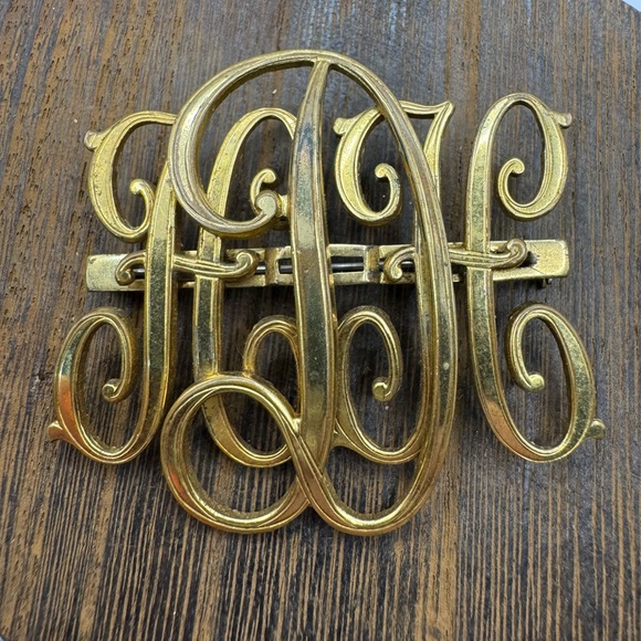 Antique | Jewelry | Vintage Monocraft Large Gold Tone Monogram Brooch ...